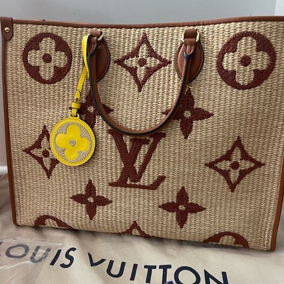 Louis Vuitton | Bags | Rare Brand Nib Louis Vuitton Raffia On The Go ...